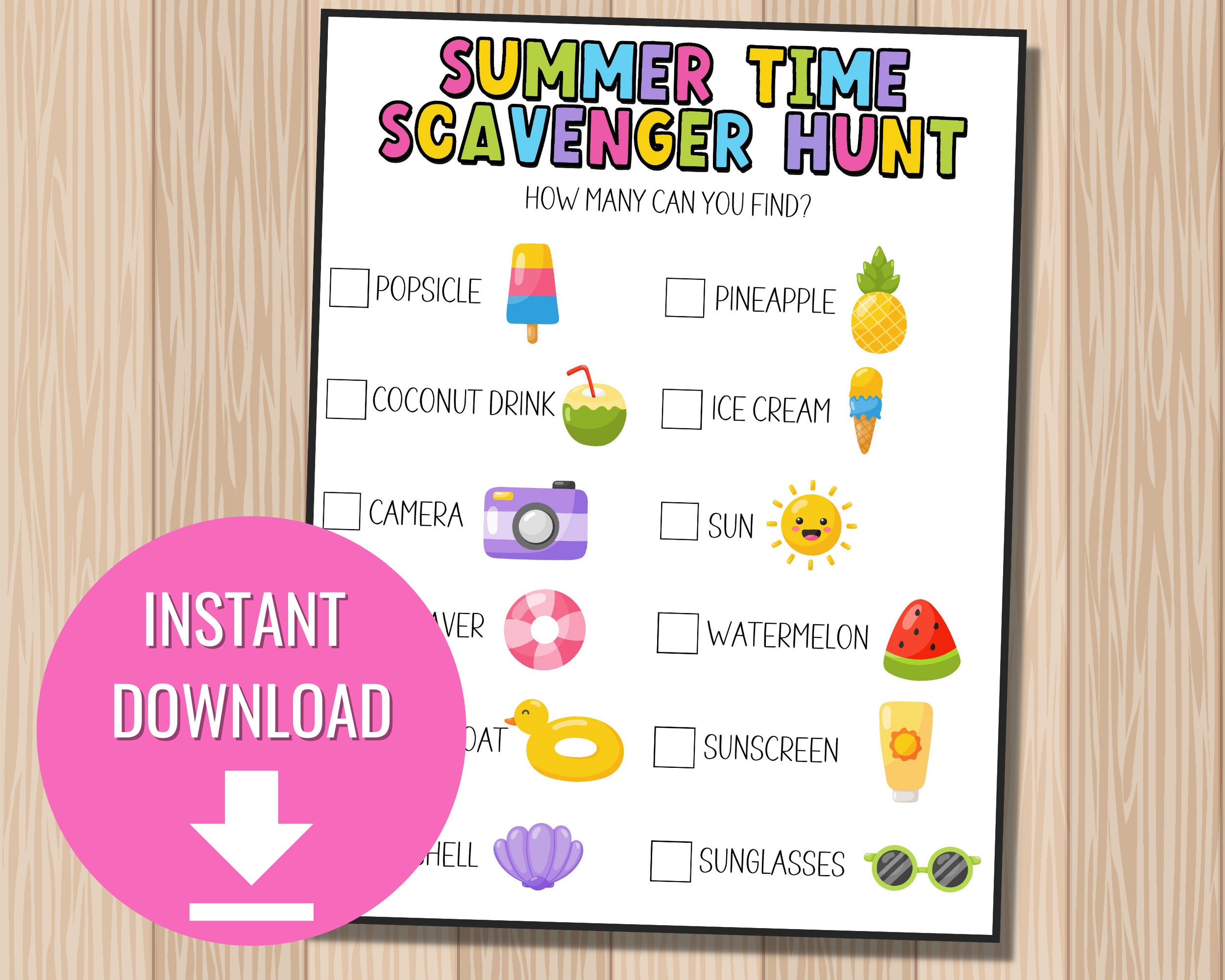 Summer Themed Indoor Scavenger Hunt Scavenger Hunt Printable - Etsy