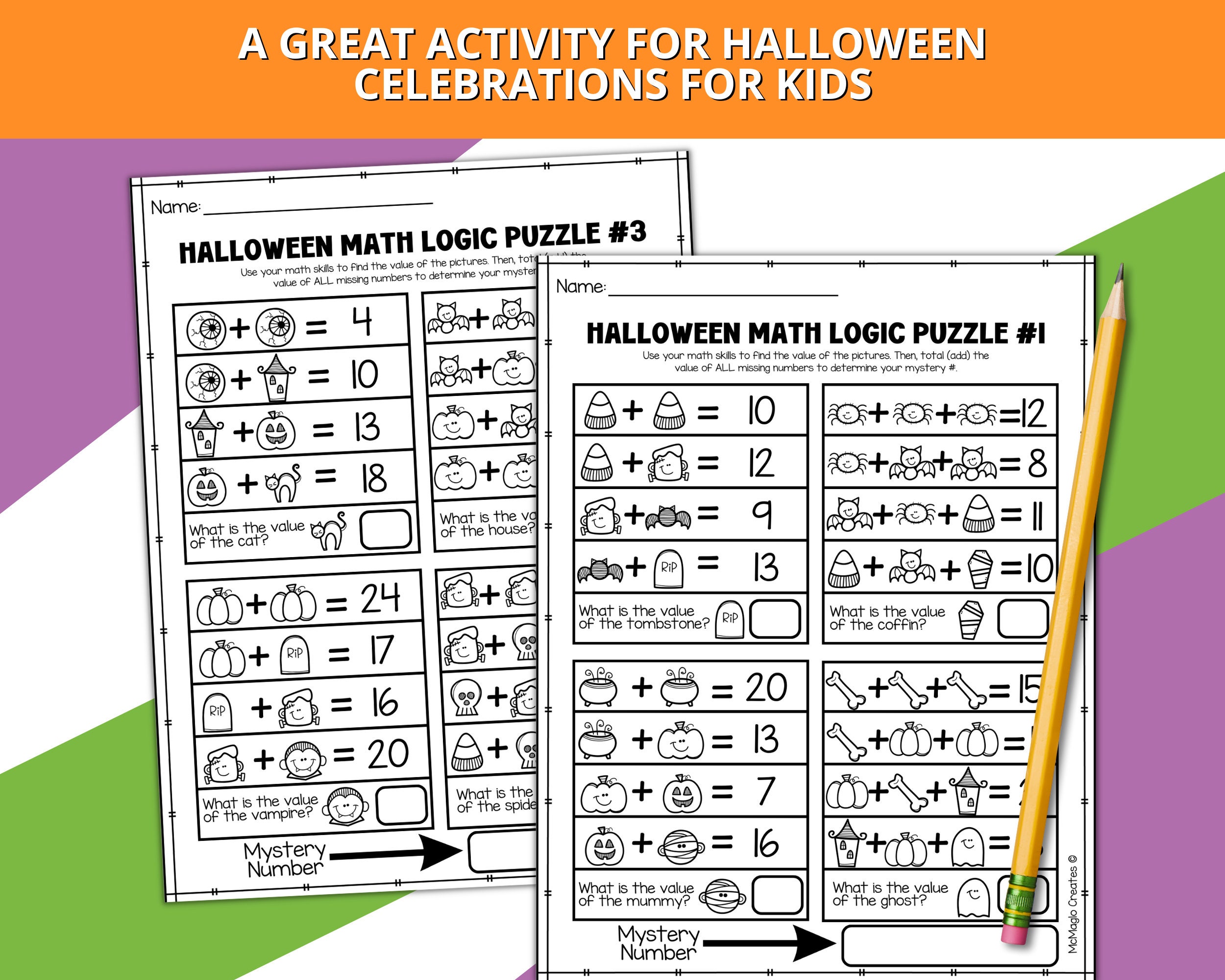 Halloween Math Logic Puzzle, Brain Teasers for Kids, Gifted and ...