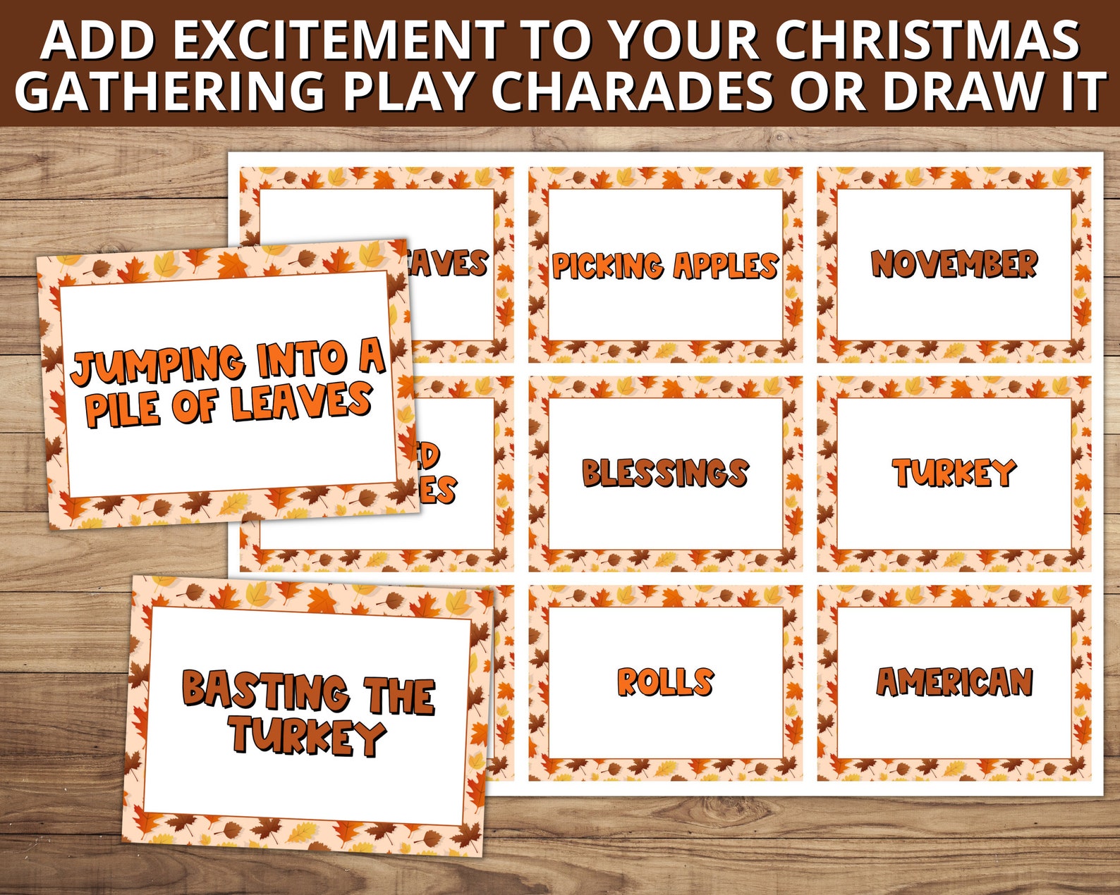 Thanksgiving Charades Printable Game Thanksgiving Draw It - Etsy