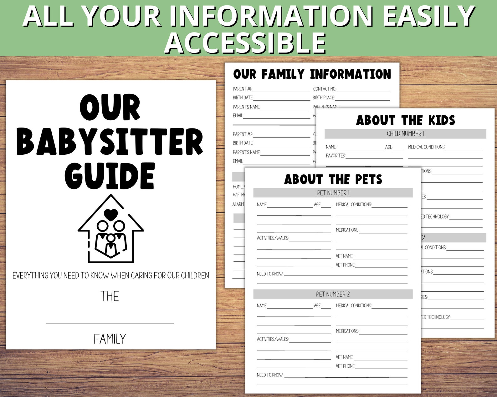 Babysitter Kit Printables, Babysitter Information Sheet, Babysitter's ...