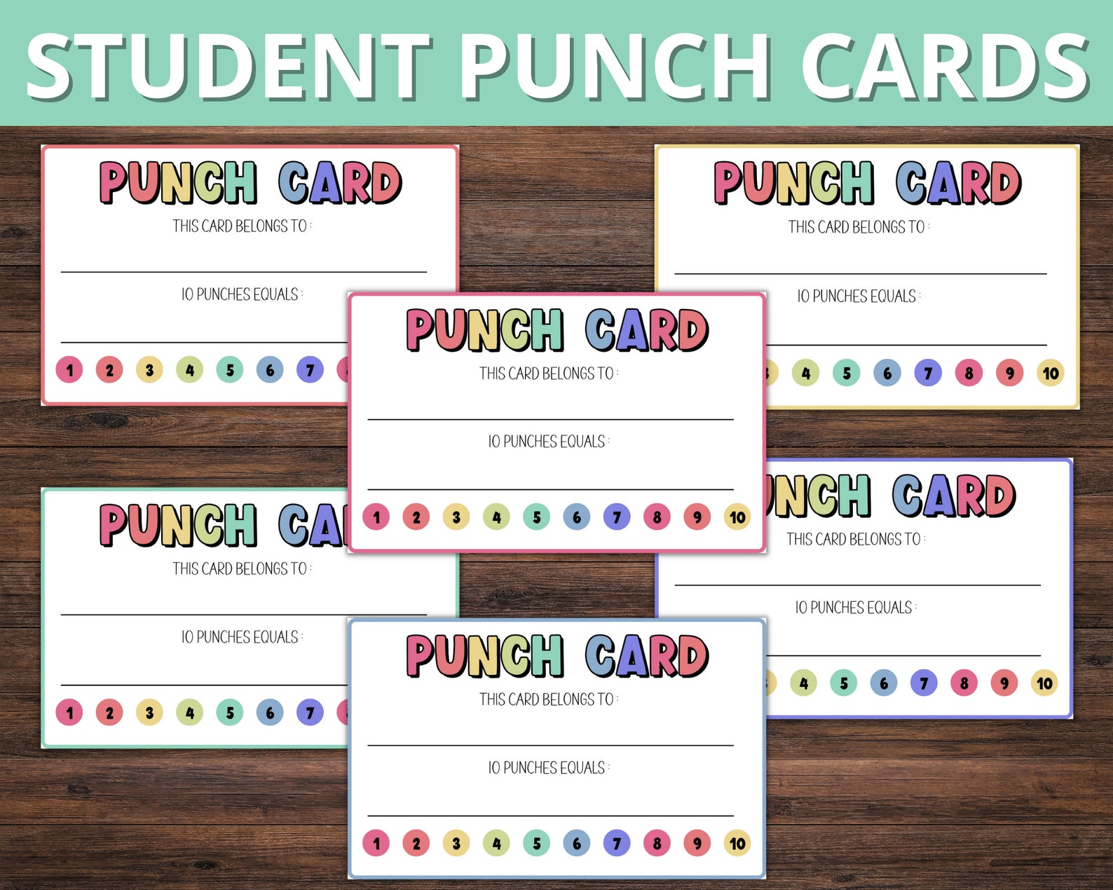 Classroom Reward Punch Cards Student Punch Cards Classroom - Etsy