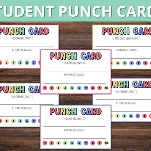 Classroom Reward Punch Cards Student Punch Cards Classroom - Etsy