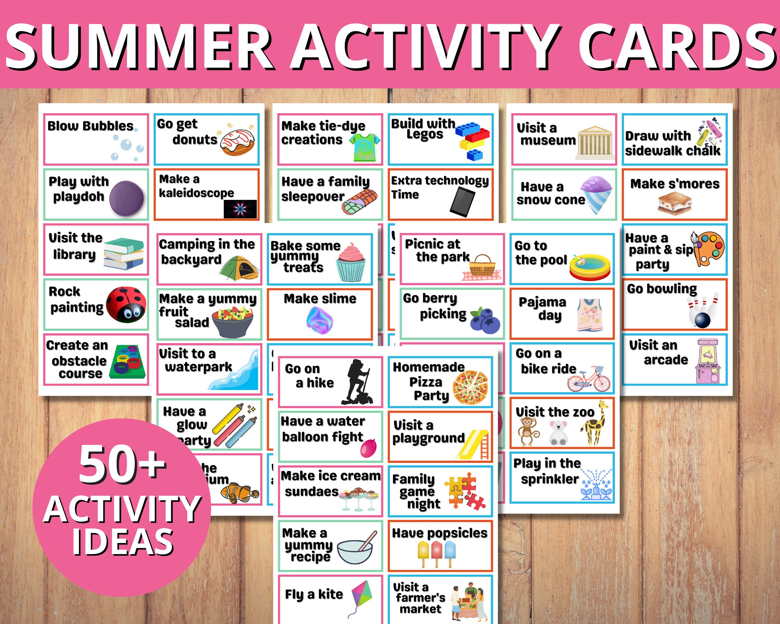 Summer Activity Cards for Kids, Summer Activities for Kids, Summer Camp ...