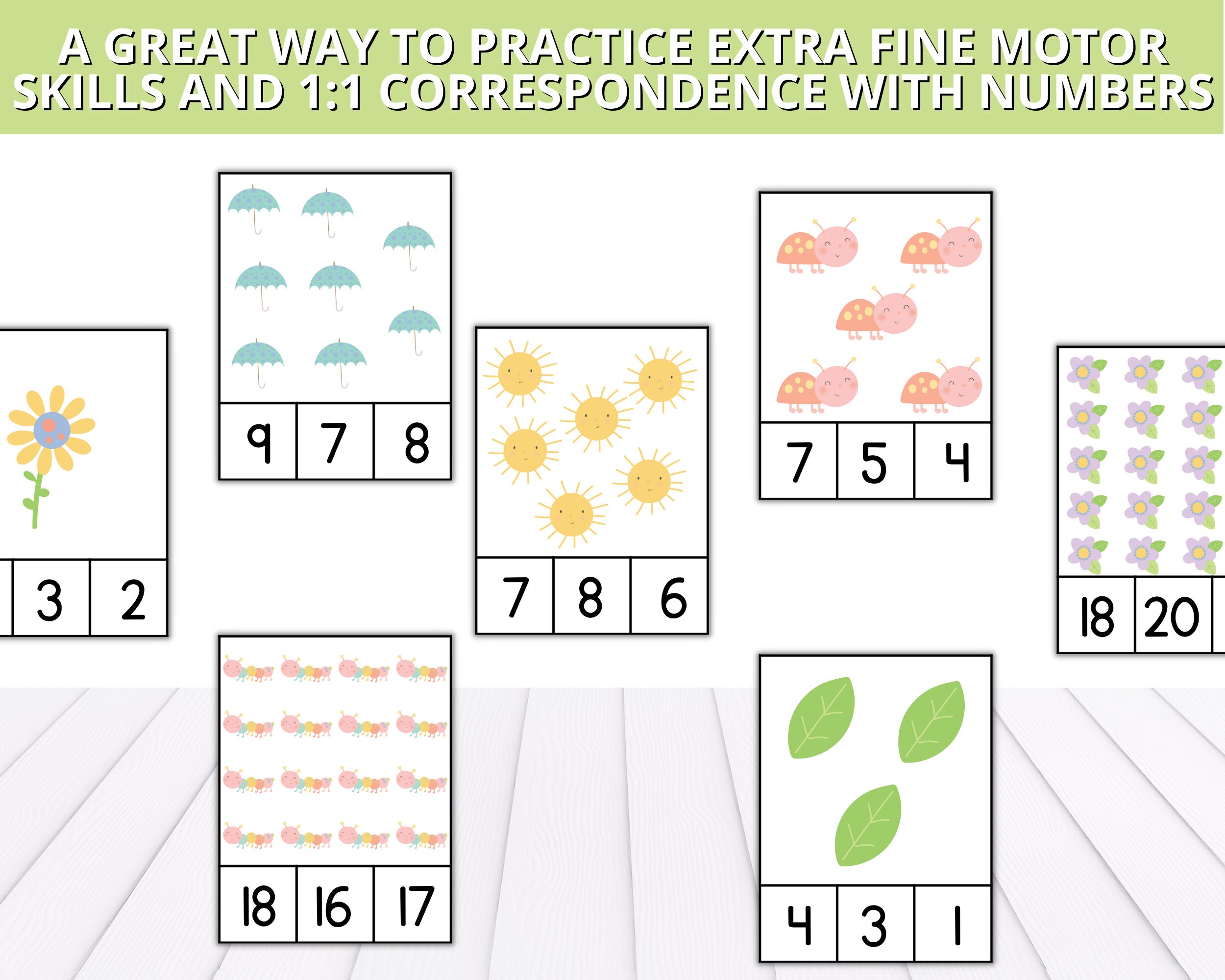 Spring Counting Clip Cards, Spring Math Centers, Preschool Math ...