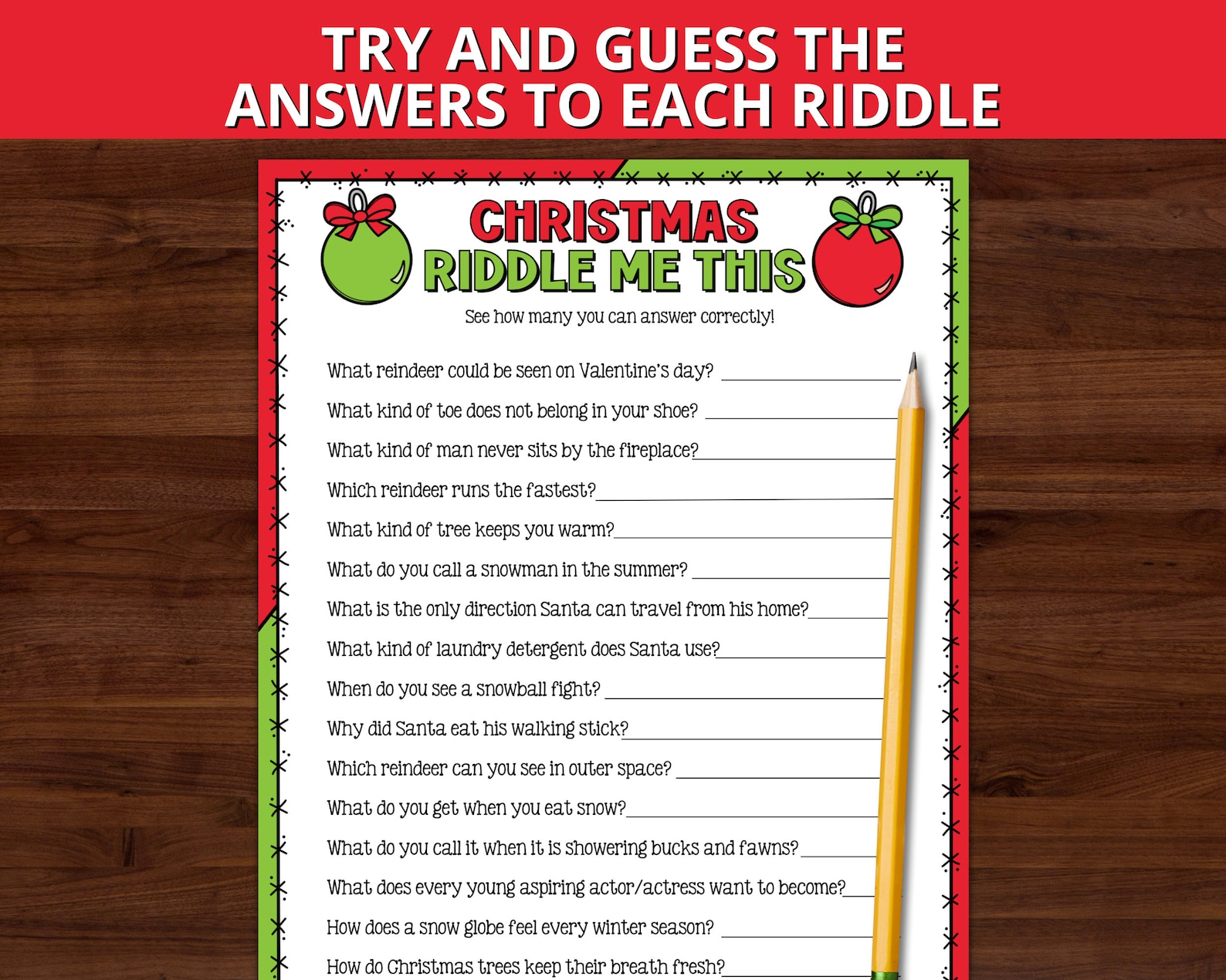 Christmas Riddles Printable, Christmas Trivia Game, Holiday Party Game ...