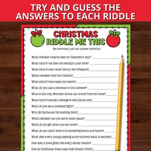 Christmas Riddles Printable, Christmas Trivia Game, Holiday Party Game ...