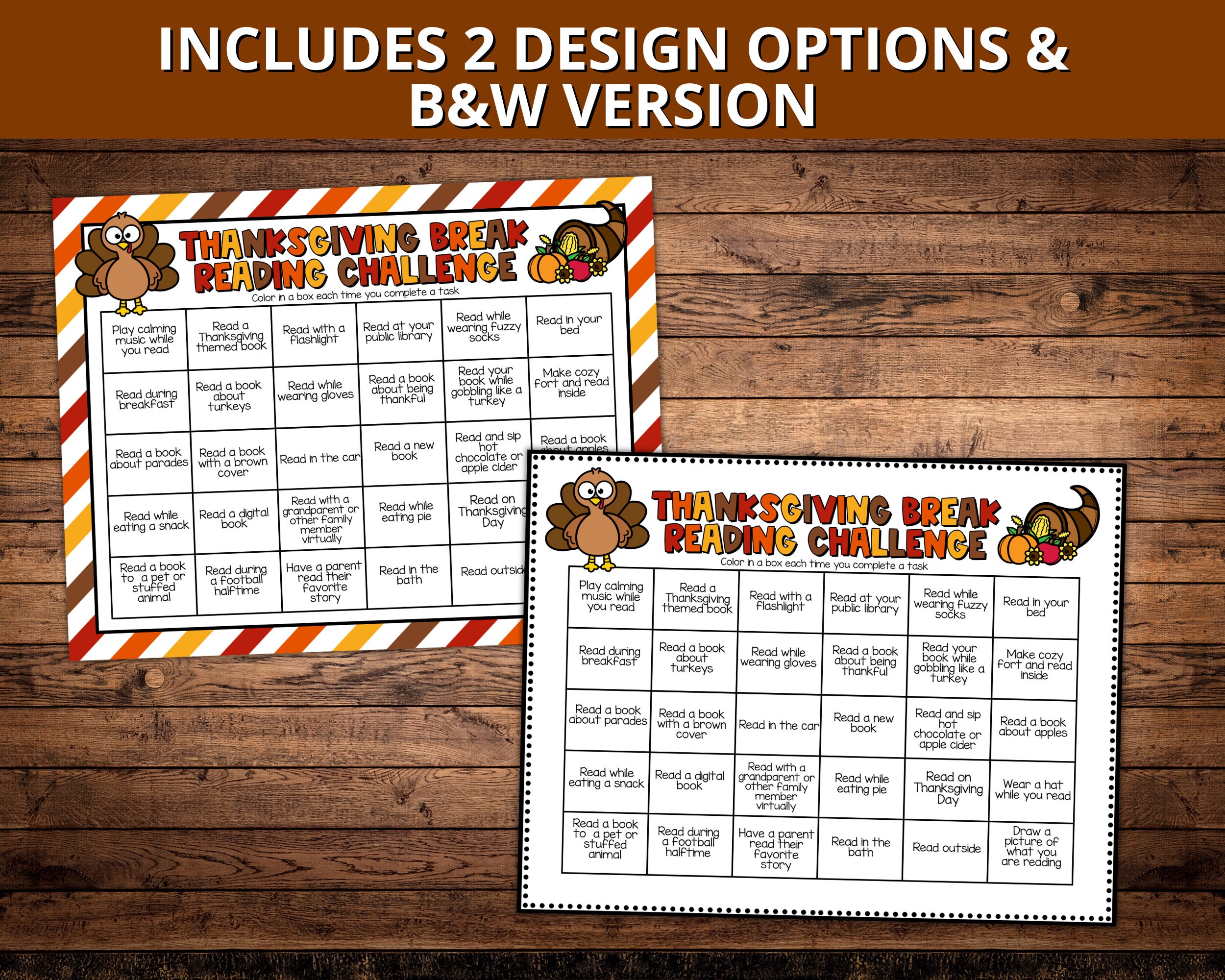 Thanksgiving Break Reading Challenge for Kids, Reading Printable ...