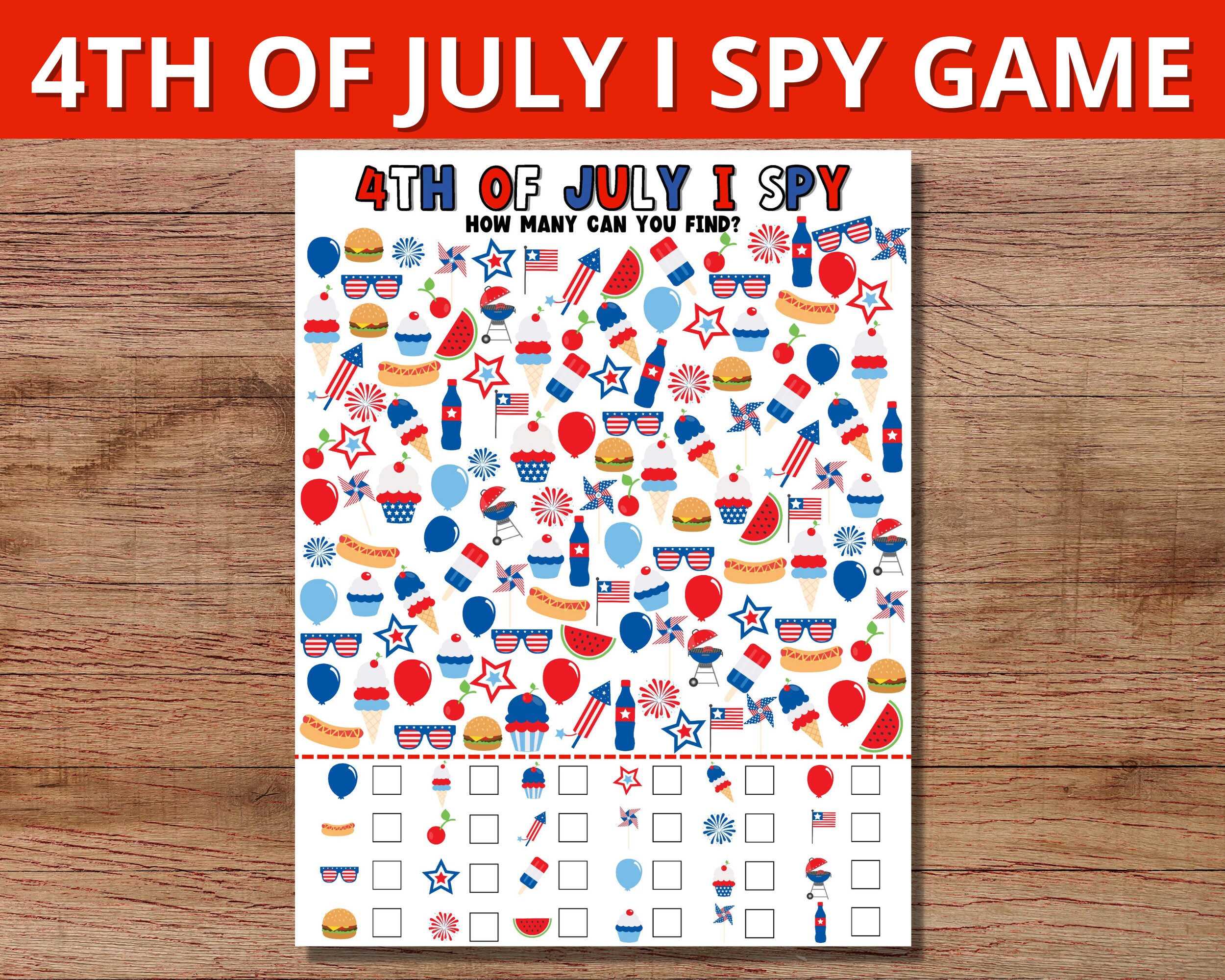 4th of July I Spy Activity 4th of July Printable Activity for - Etsy