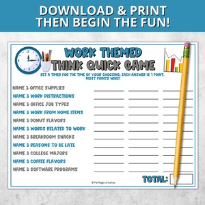 Work Themed Think Quick Game, Office Party Games, Office Icebreakers ...