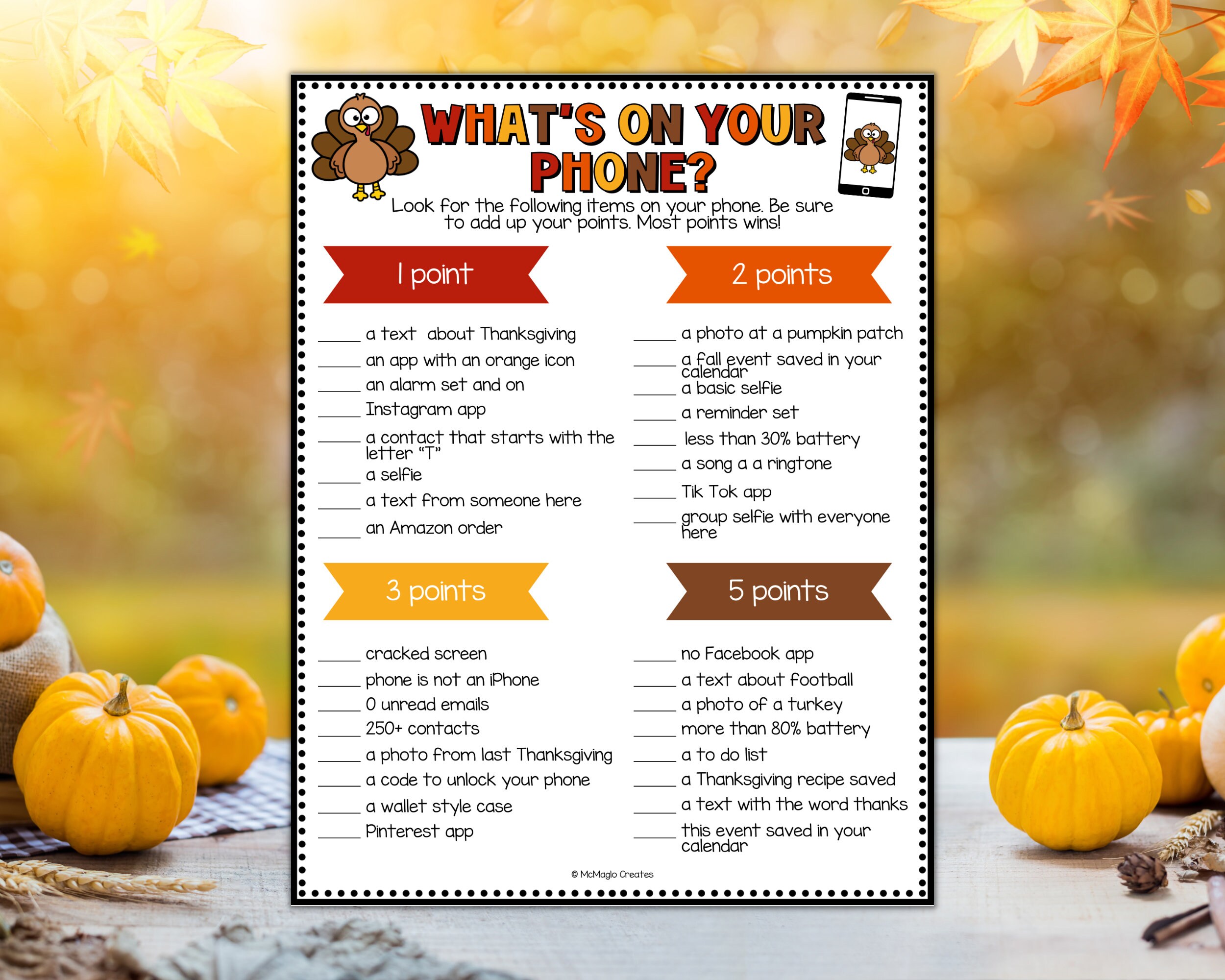 Thanksgiving What's on Your Phone Game, Thanksgiving Printable Games - Etsy
