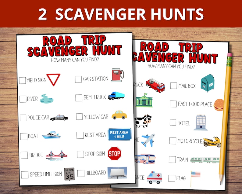 Road Trip Scavenger Hunt, Scavenger Hunt Printable for Kids, Car Ride ...