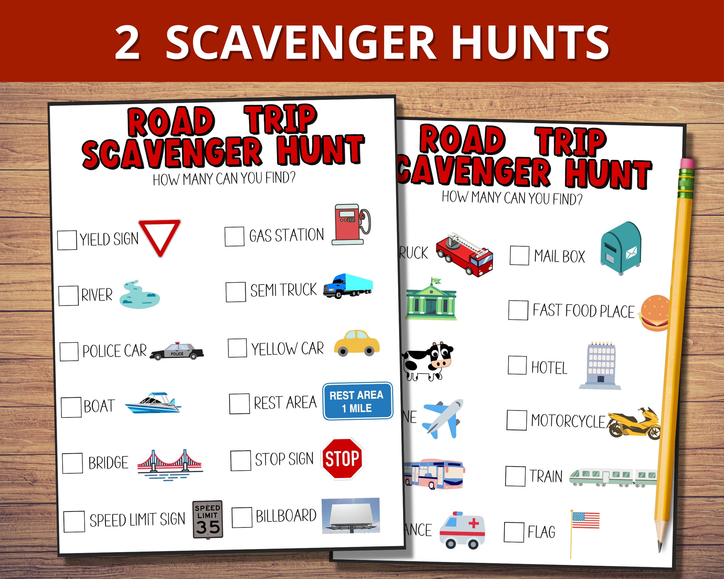 Road Trip Scavenger Hunt, Scavenger Hunt Printable for Kids, Car Ride ...