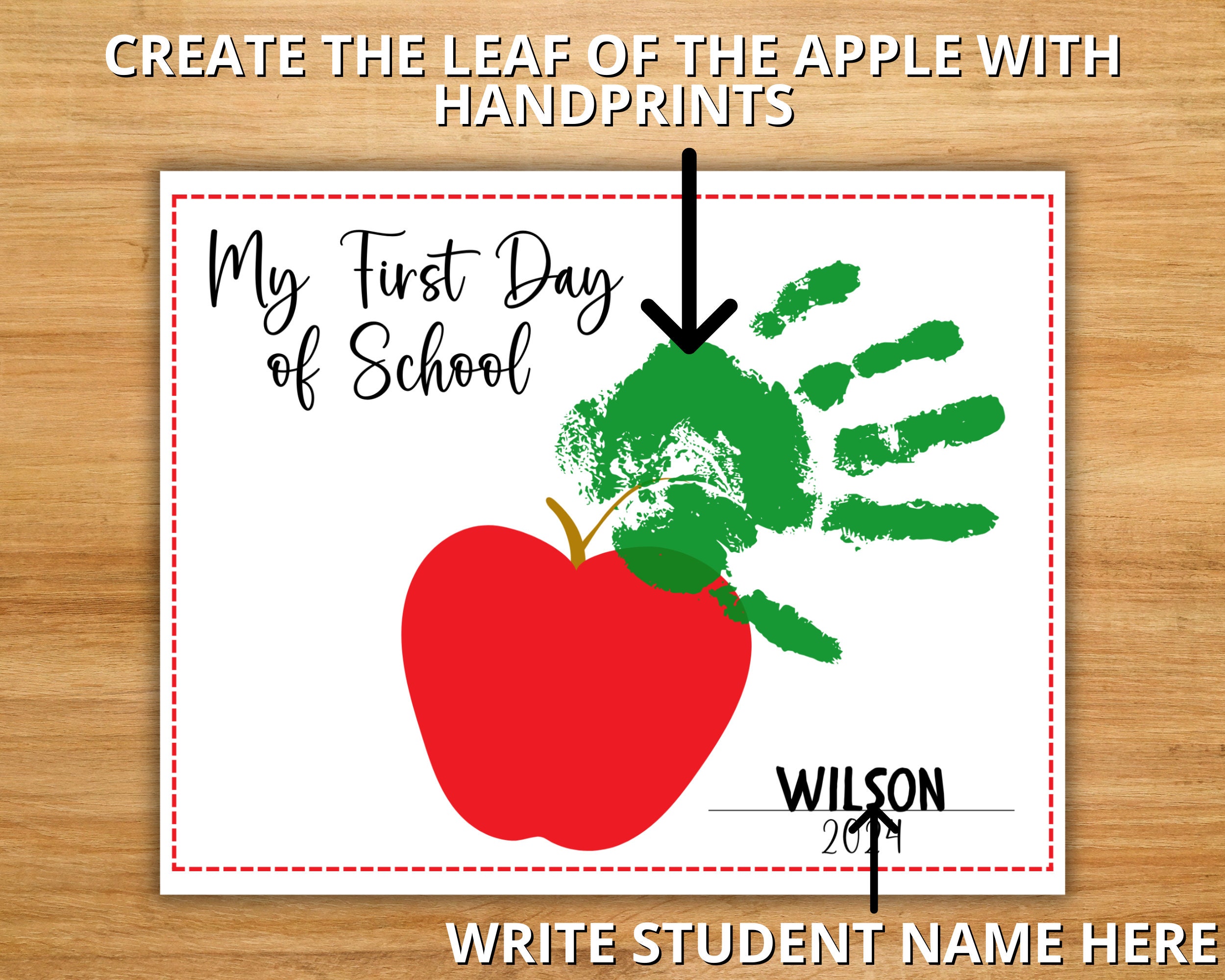 First Day of School Handprint Art, First Day Handprint Keepsake, First ...