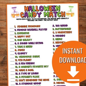 Halloween Candy Match Game Halloween Party Activity for Kids - Etsy
