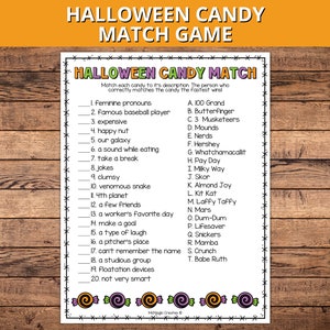 Halloween Candy Match Game, Halloween Games for Kids, School Halloween ...