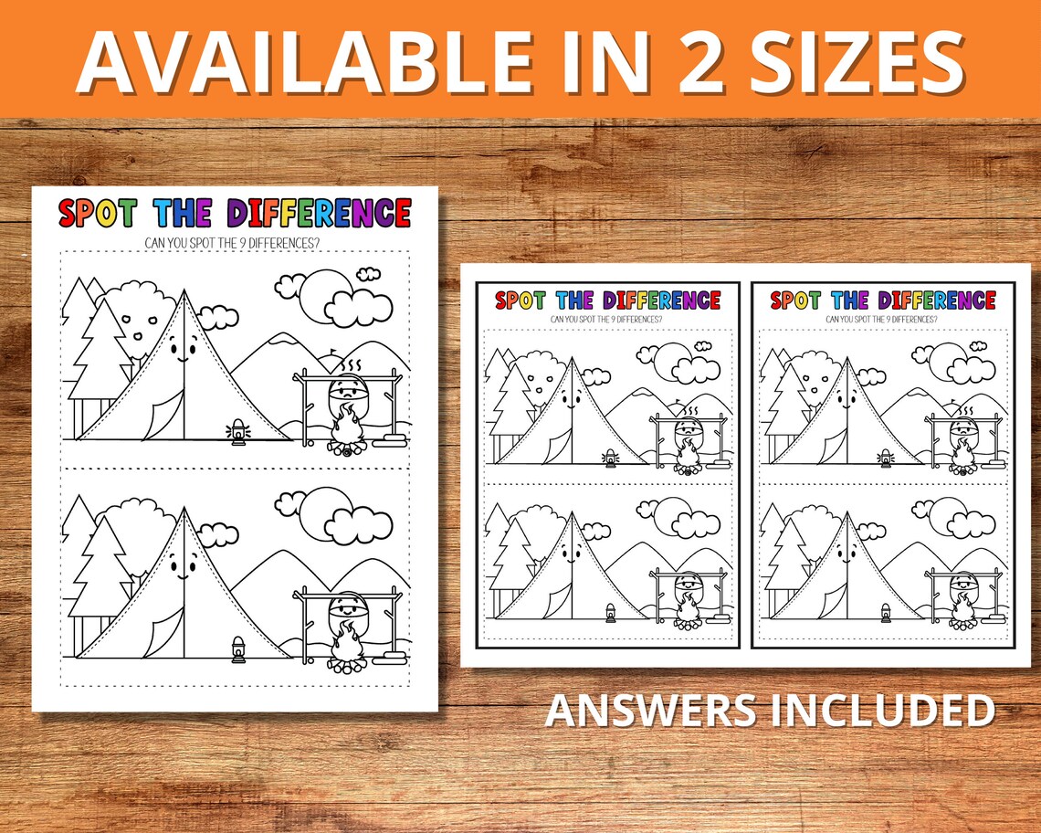 Spot the Difference Game for Kids Kids Travel Games - Etsy