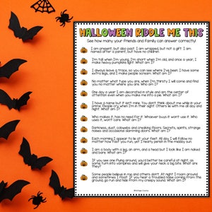 Halloween Riddle Me This, Halloween Trivia Game, Kids Halloween Party ...