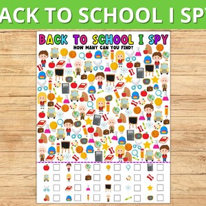 Back to School I Spy Activity for Kids, Back to School Printable, Back ...