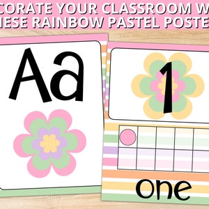 Pastel Rainbow Alphabet and Number Posters, Groovy Classroom Décor - Etsy