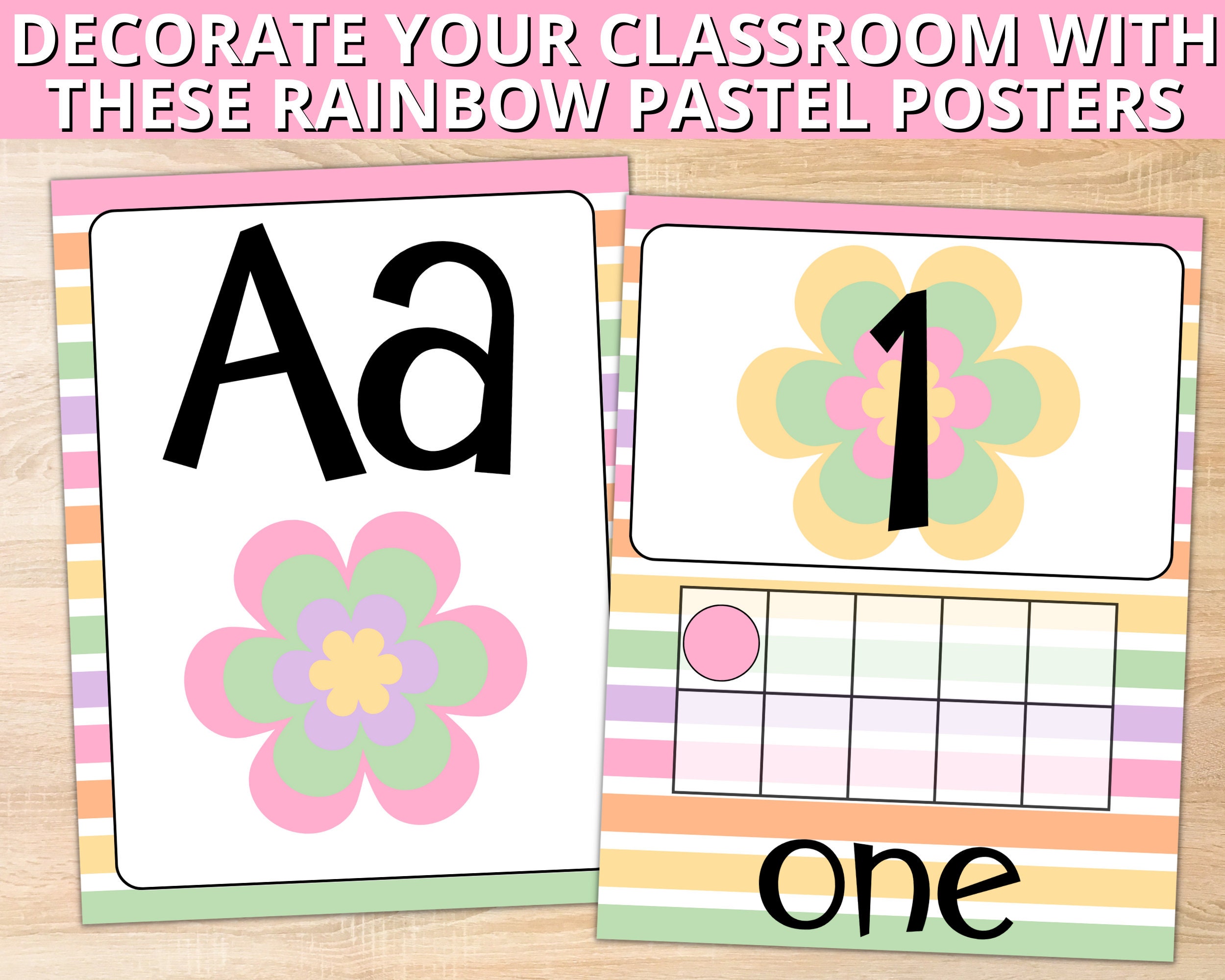 Pastel Rainbow Alphabet and Number Posters, Groovy Classroom Décor - Etsy