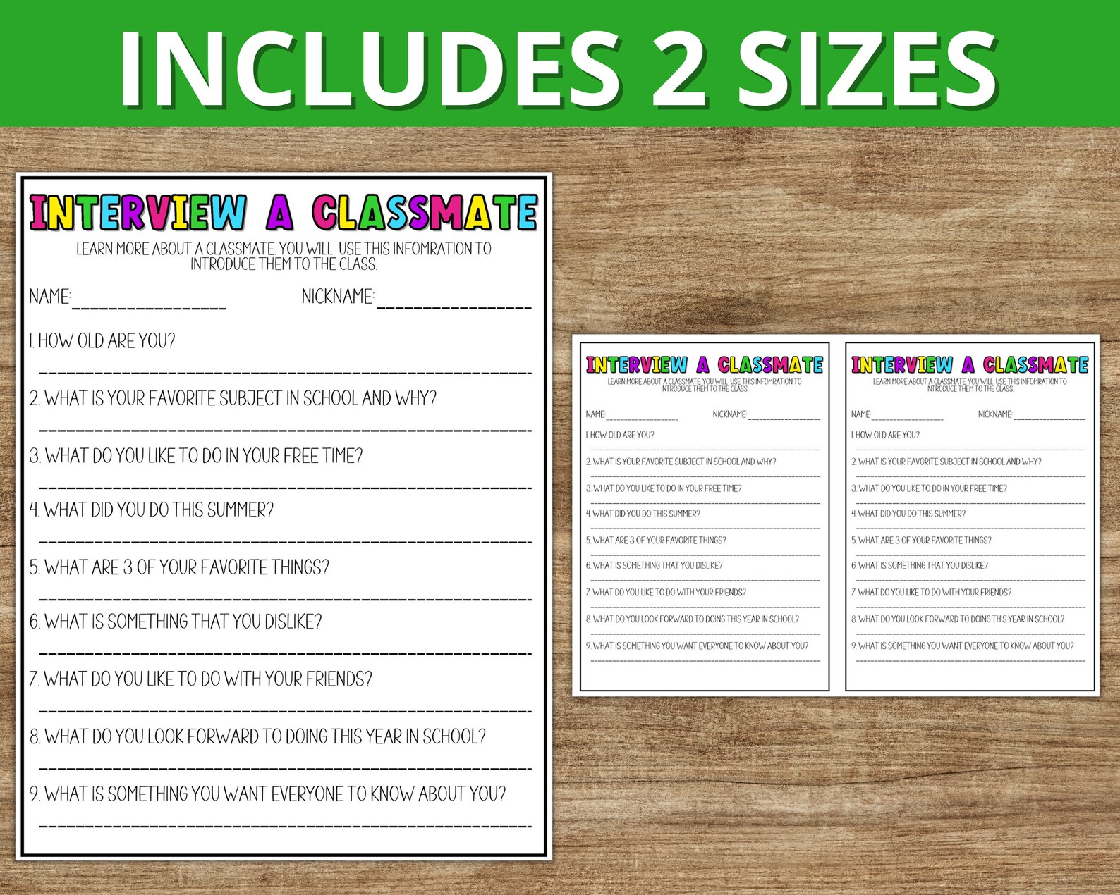 Back to School Interview a Classmate Activity First Day of - Etsy