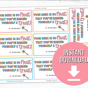 Desk Fairy Notes, Printable Desk Fairy Treat Cards, Desk Fairy Tags - Etsy