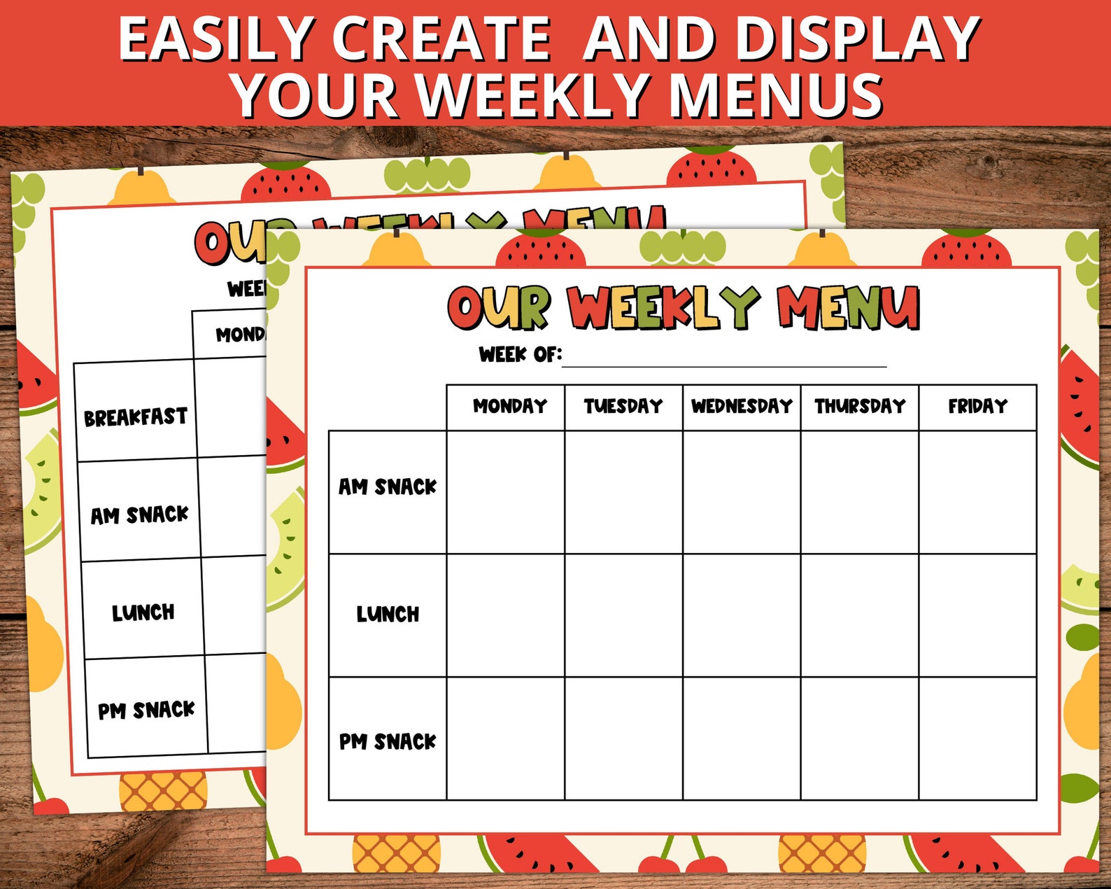 Editable Daycare Weekly Menu, Editable Daycare Menu, Fillable Daycare ...