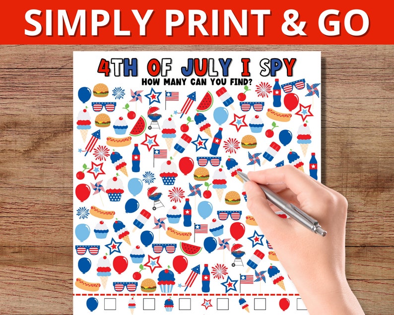 4th of July I Spy Activity 4th of July Printable Activity for - Etsy