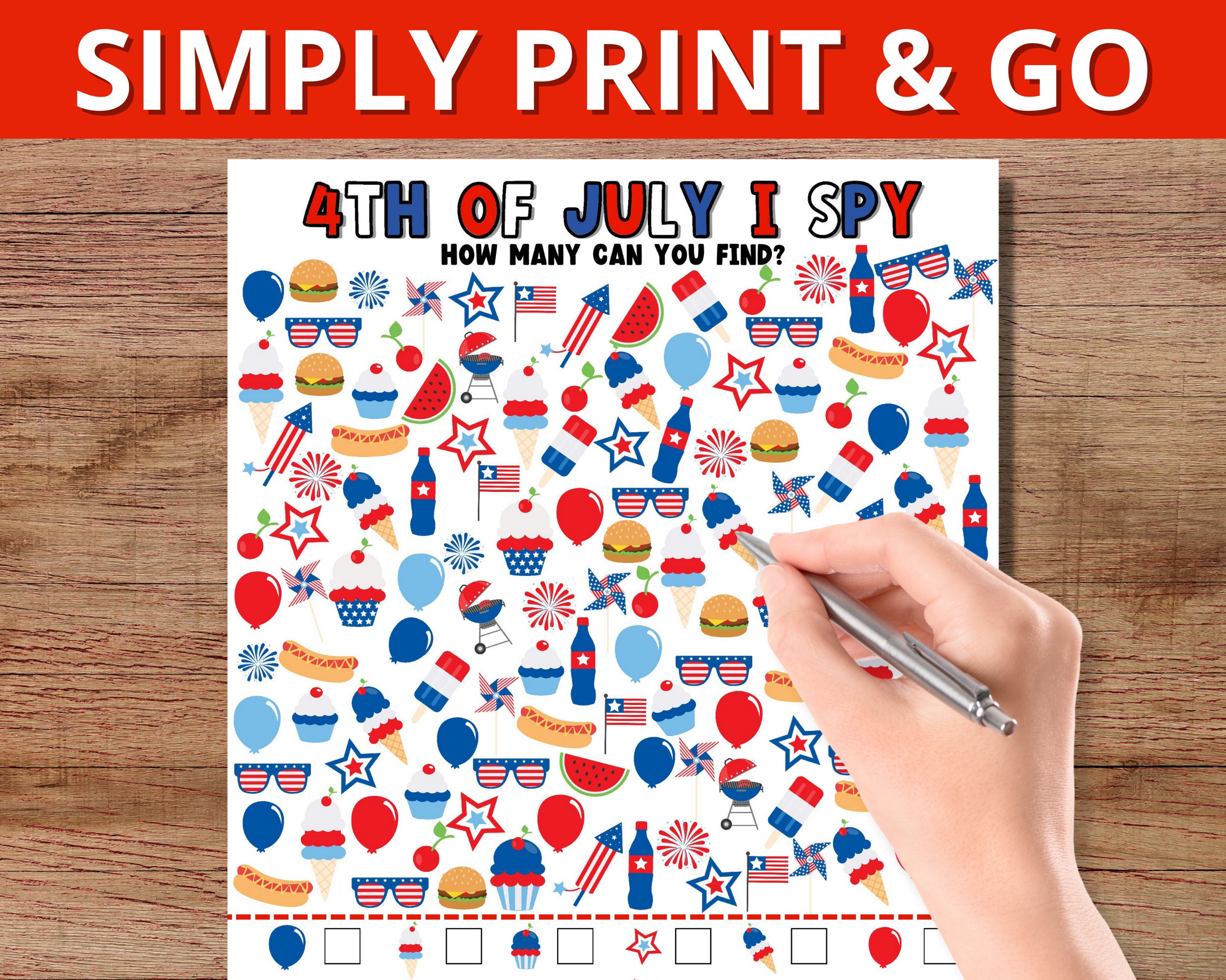 4th of July I Spy Activity 4th of July Printable Activity for - Etsy