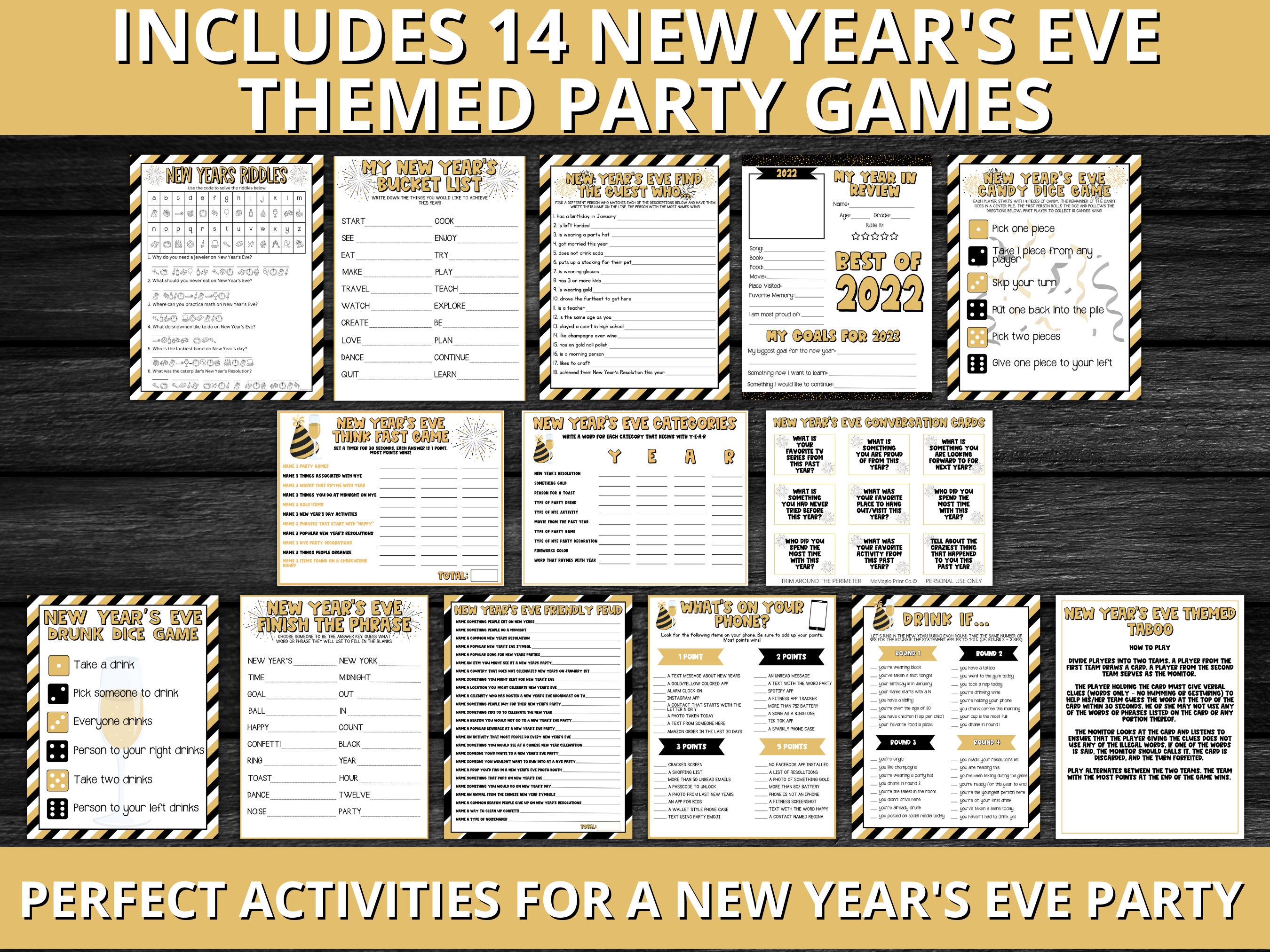New Year's Eve Party Game Bundle, NYE Party Games, New Year's Eve Party ...