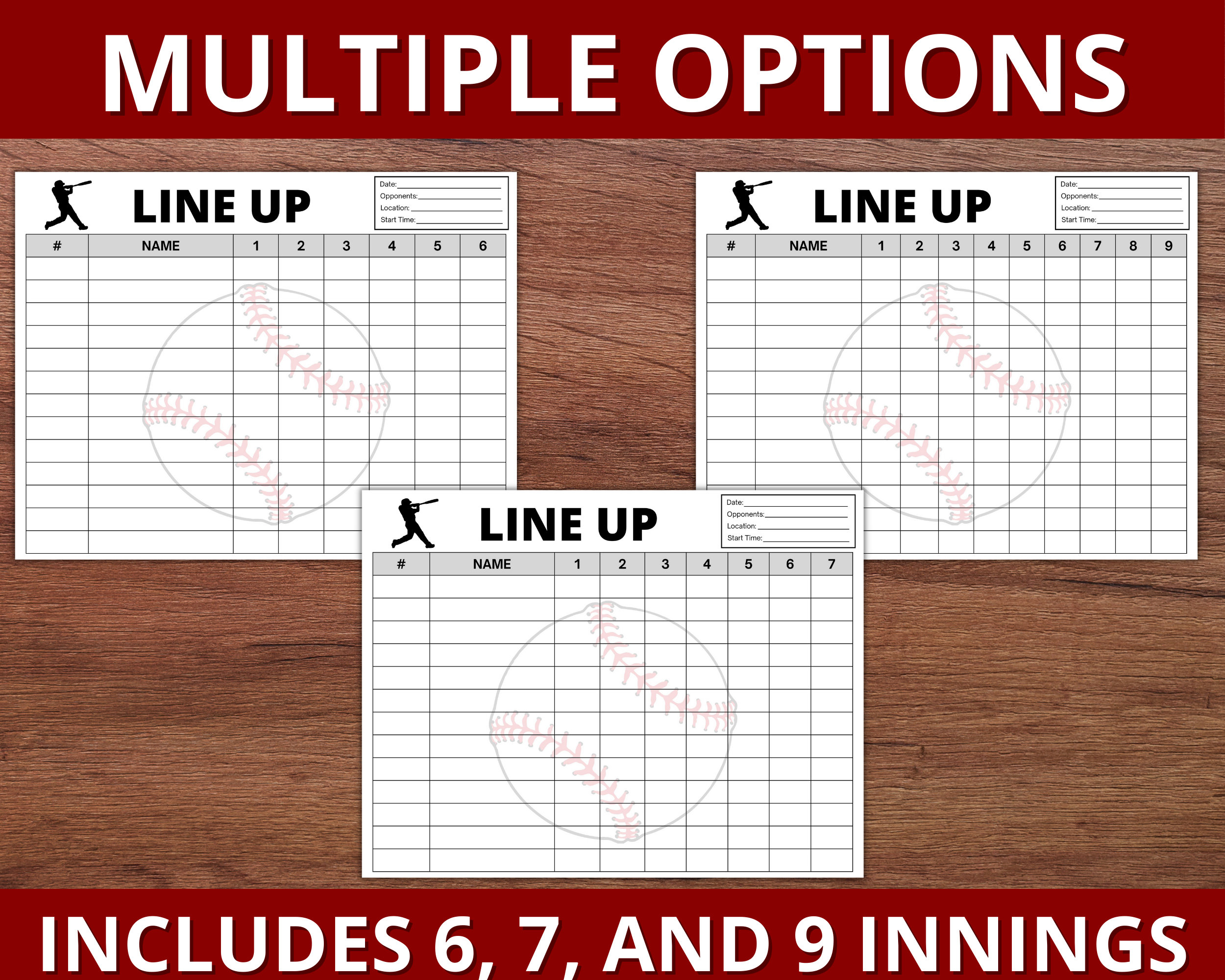 Baseball Line up Card Template, Batting Line up Printable, Baseball ...
