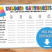 Summer Categories Game, Printable Summer Game for Kids & Adults, Summer ...