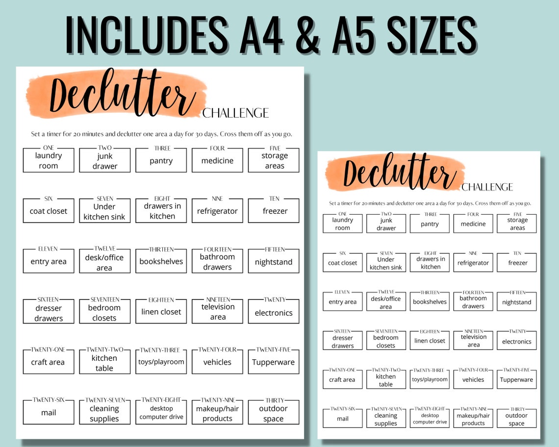 Declutter Challenge Printable Declutter Tracker Home Cleaning - Etsy