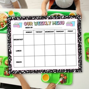 Daycare Lunch Menu, Editable Daycare Weekly Menu, Rainbow Pastel ...
