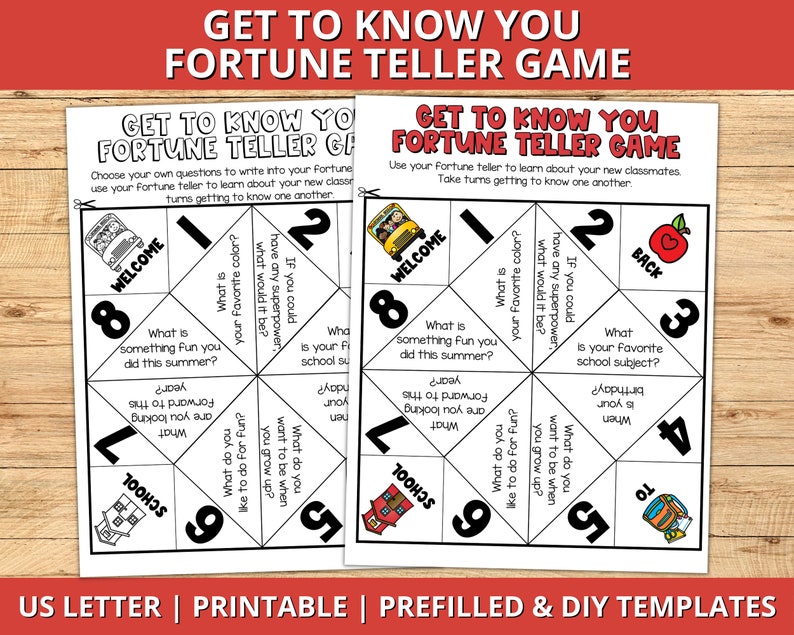 Back to School Fortune Teller Game, Back to School Get to Know You ...