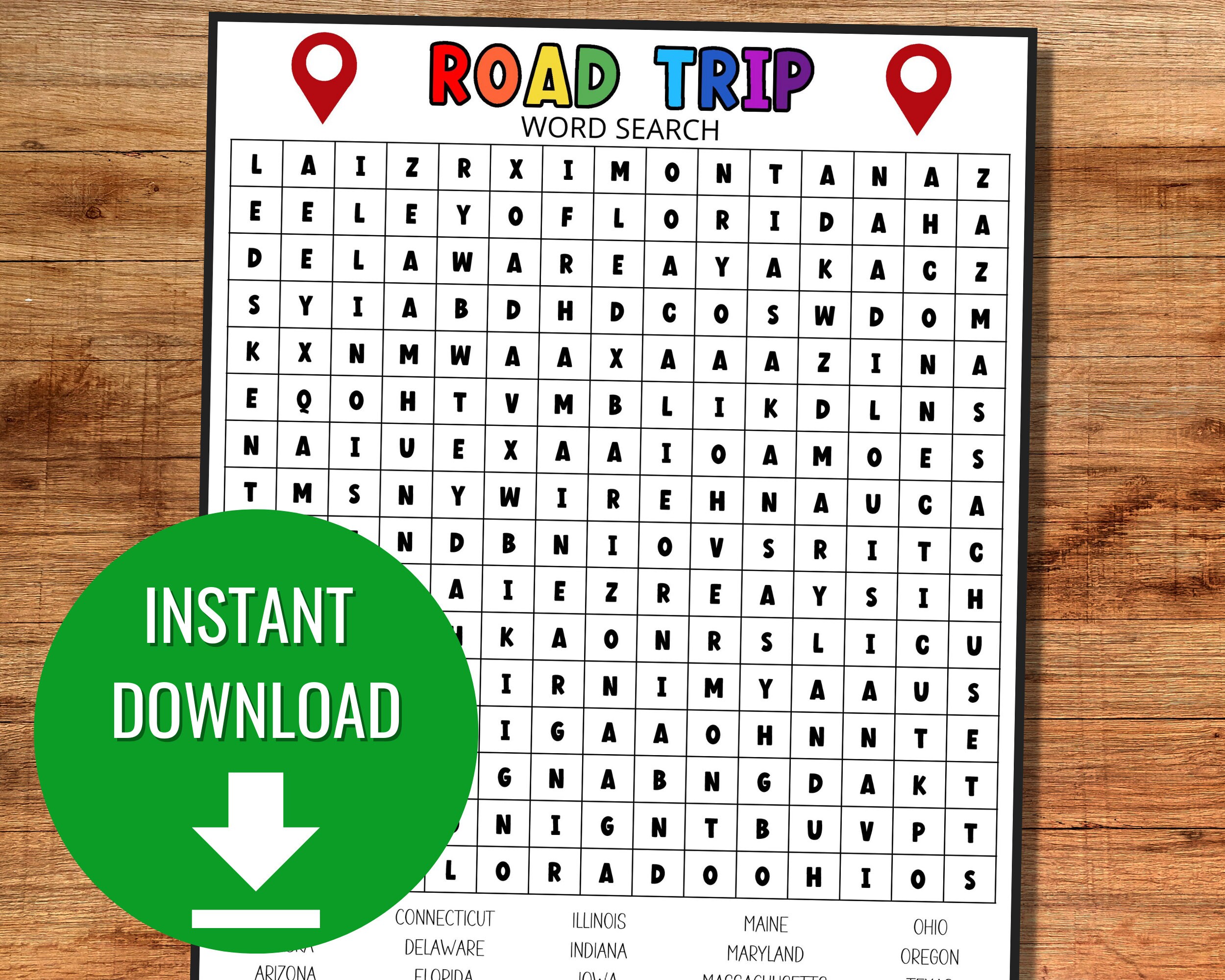 Road Trip Word Search Game, Travel Activities for Kids, Car Ride ...