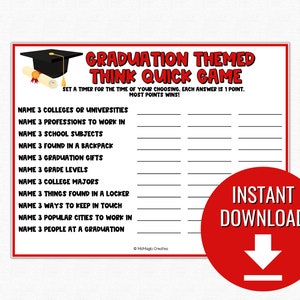 Graduation Think Quick Game, Graduation Party Games - Etsy