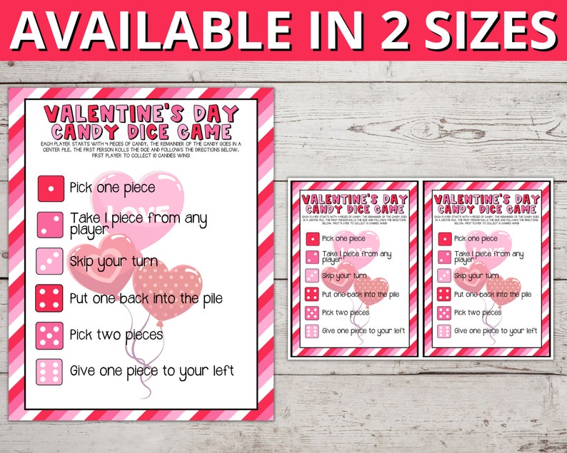 Valentine's Day Candy Dice Game, Valentine's Activity for Kids ...