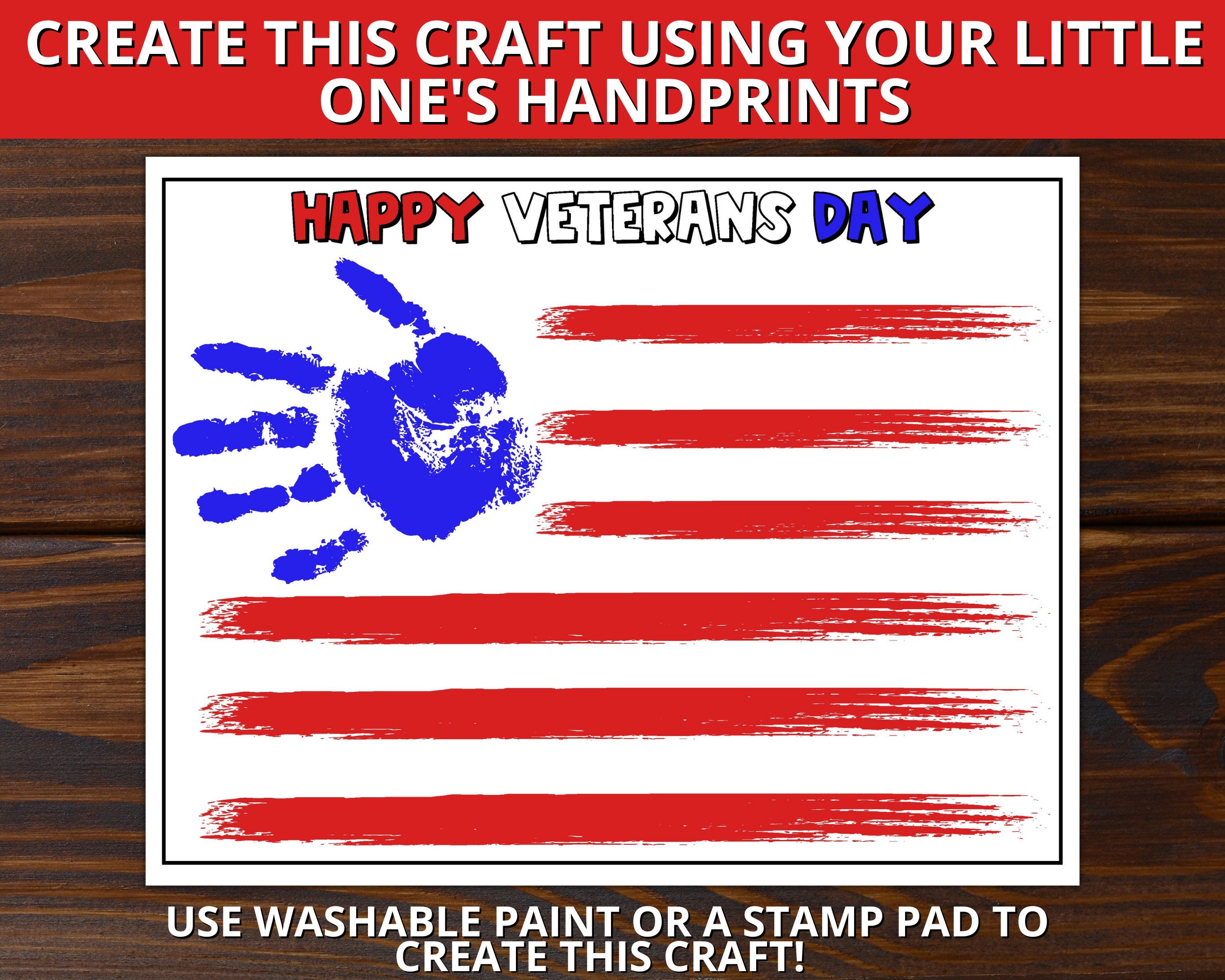 Veterans Day Handprint Art, Flag Handprint Art for Veterans Day ...