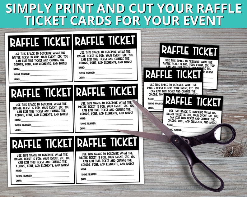 Editable Raffle Ticket Template, Printable Raffle Ticket - Etsy