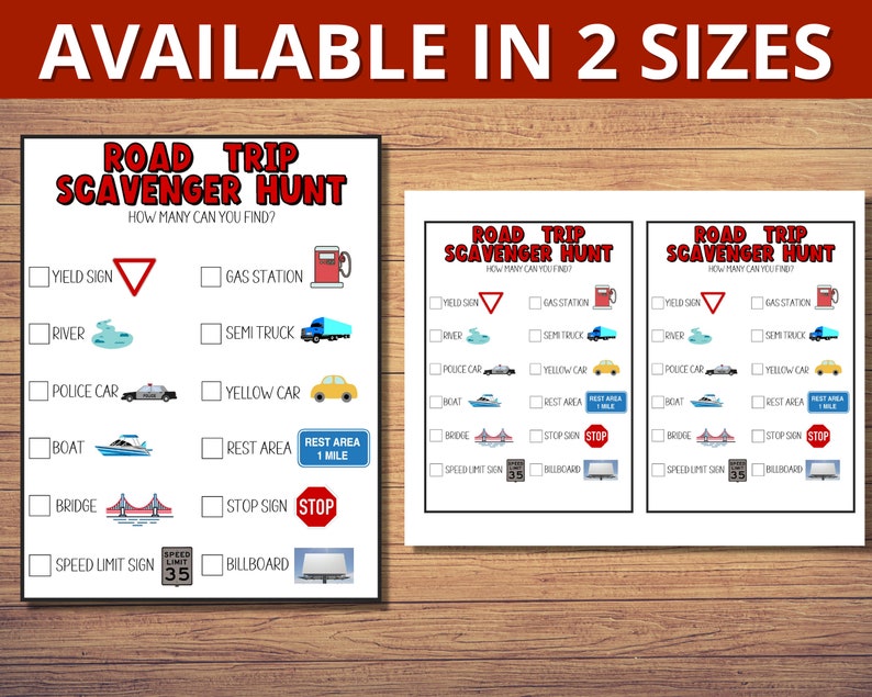 Road Trip Scavenger Hunt, Scavenger Hunt Printable for Kids, Car Ride ...