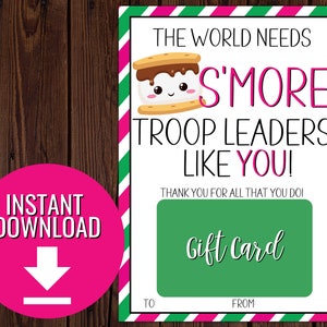 Girl Scout Troop Leader Appreciation Day Gift Card Holder Printable ...