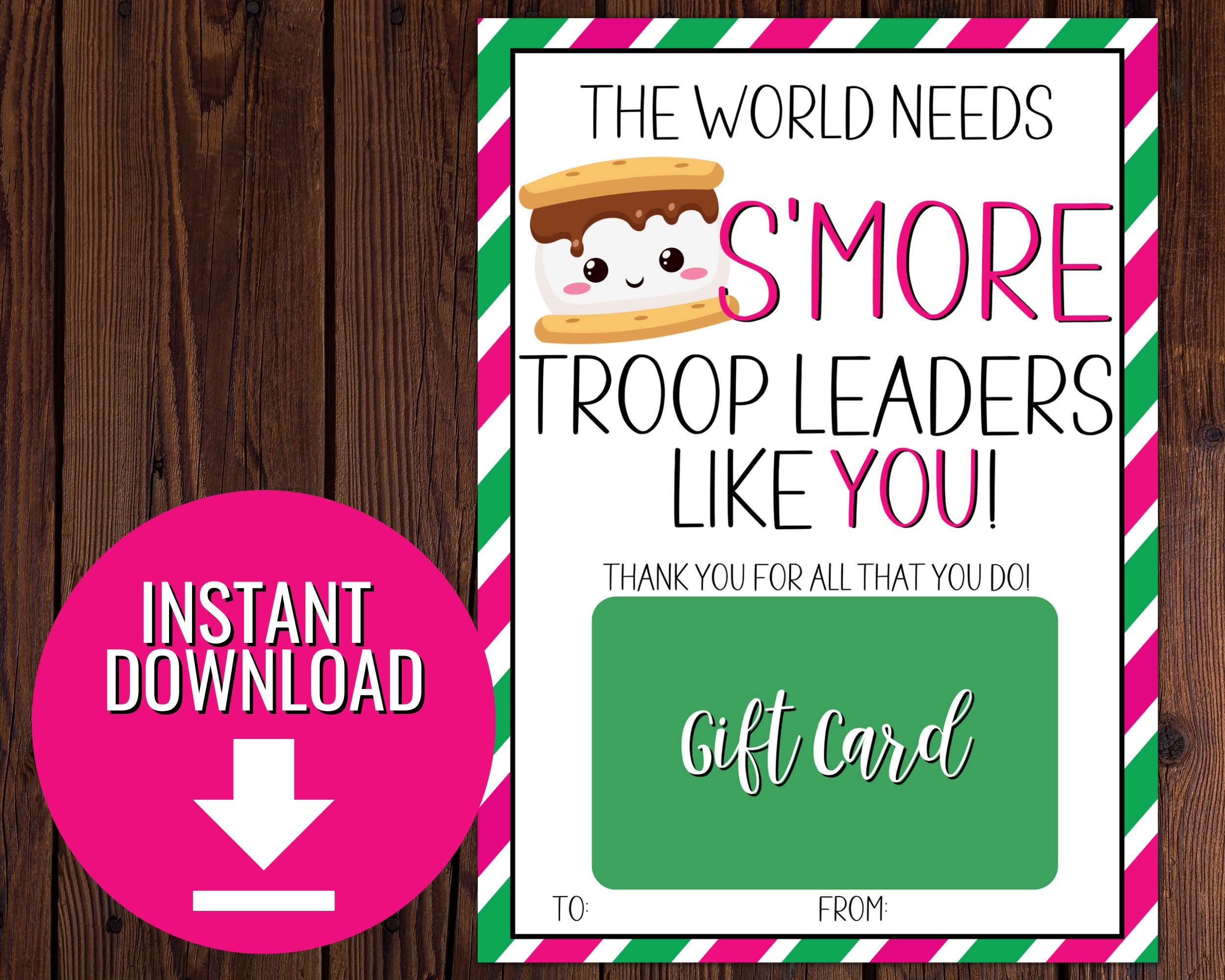 Girl Scout Troop Leader Appreciation Day Gift Card Holder Printable ...