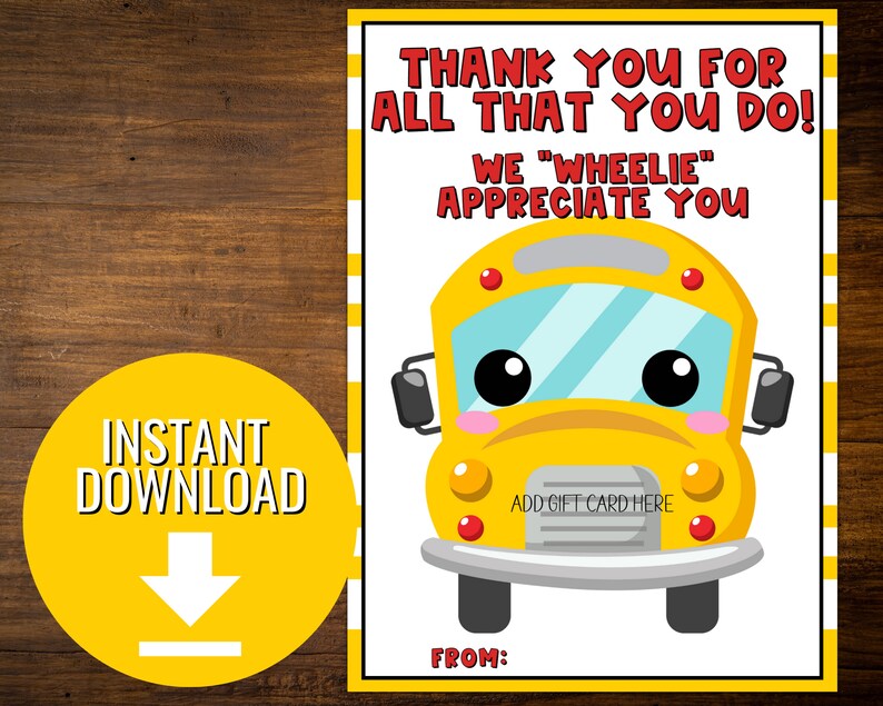 Bus Driver Appreciation Gift Card Holder School Bus Thank You - Etsy