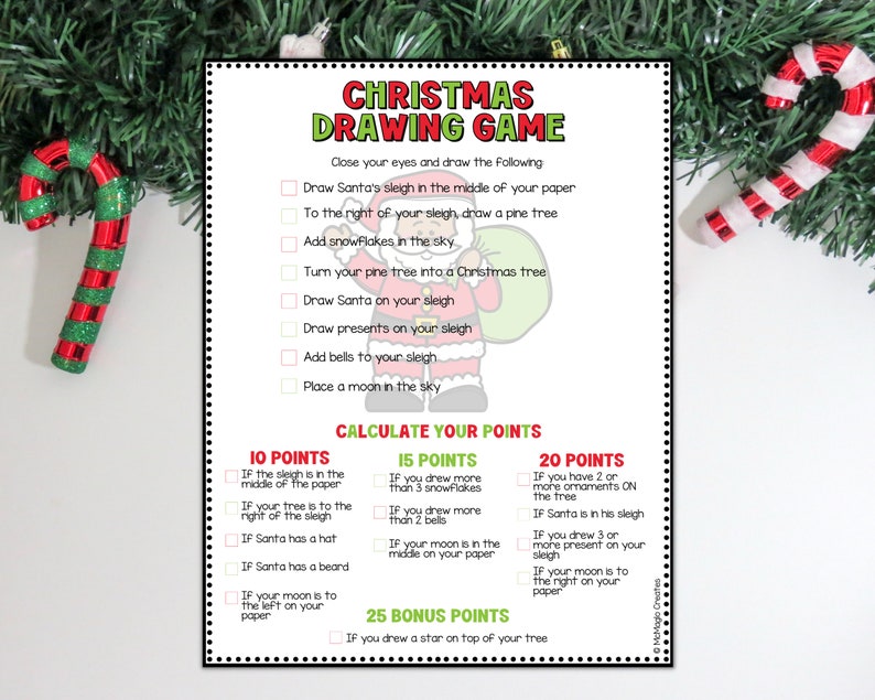 Christmas Drawing Game Office Holiday Party Game Christmas - Etsy