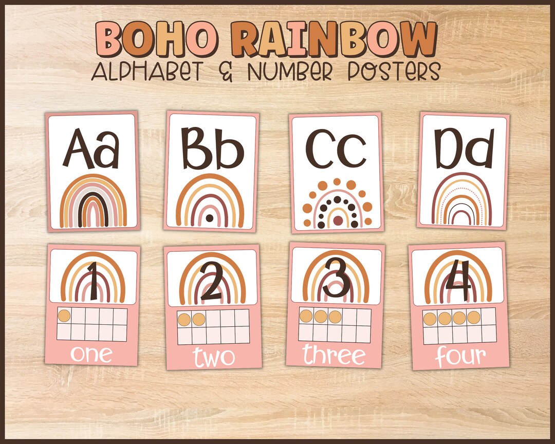 Neutral Boho Alphabet and Number Posters, Boho Classroom Décor - Etsy