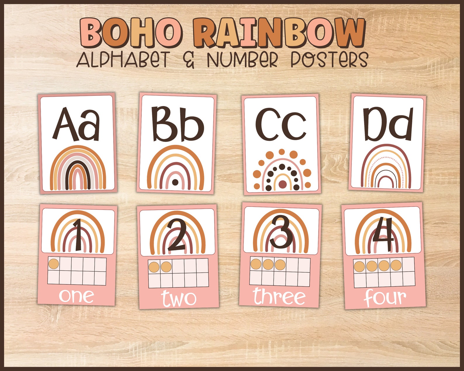 Neutral Boho Alphabet and Number Posters, Boho Classroom Décor - Etsy