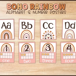Neutral Boho Alphabet and Number Posters, Boho Classroom Décor - Etsy