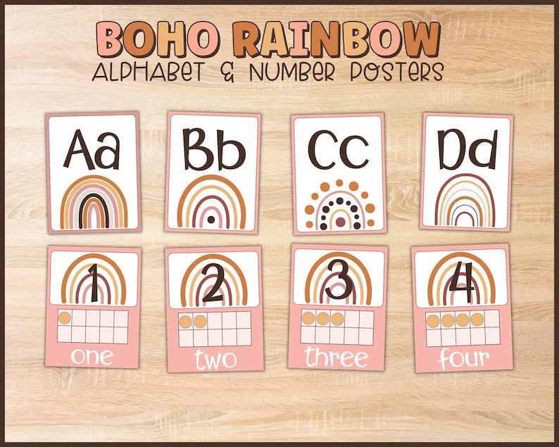 Neutral Boho Alphabet and Number Posters, Boho Classroom Décor - Etsy