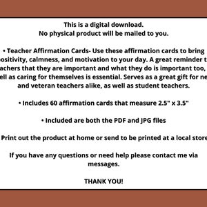 Teacher Affirmation Printable Cards, Positive Affirmations for Teachers ...